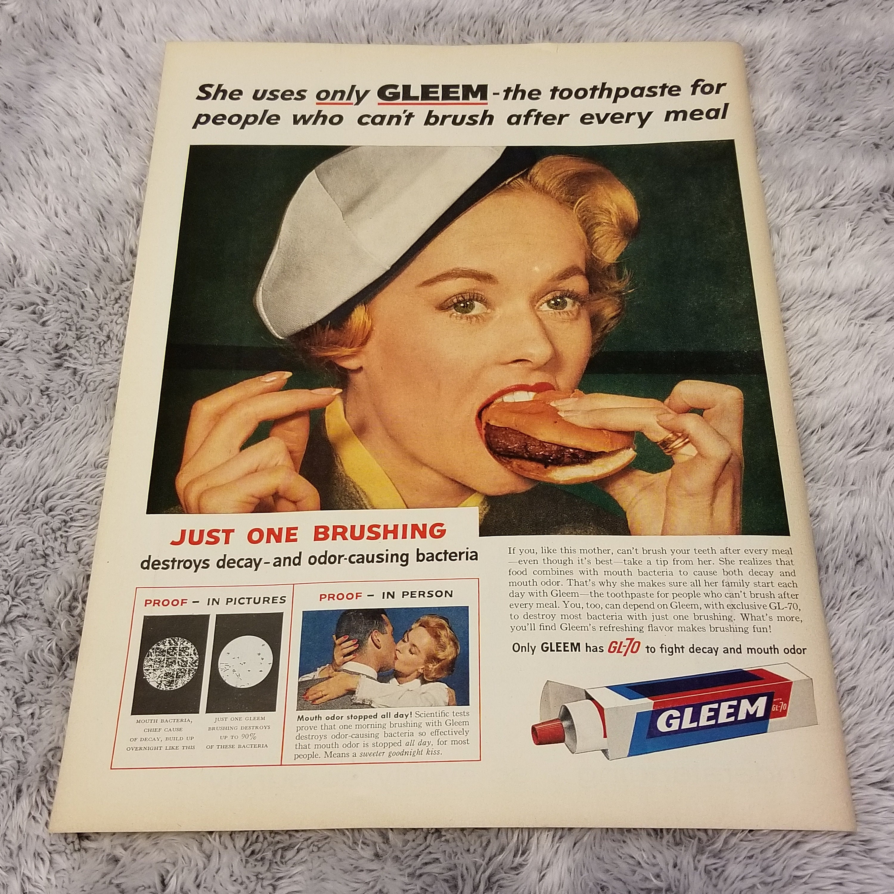 Vintage Gleem Toothpaste Ad From a 1958 Life Magazine - Etsy