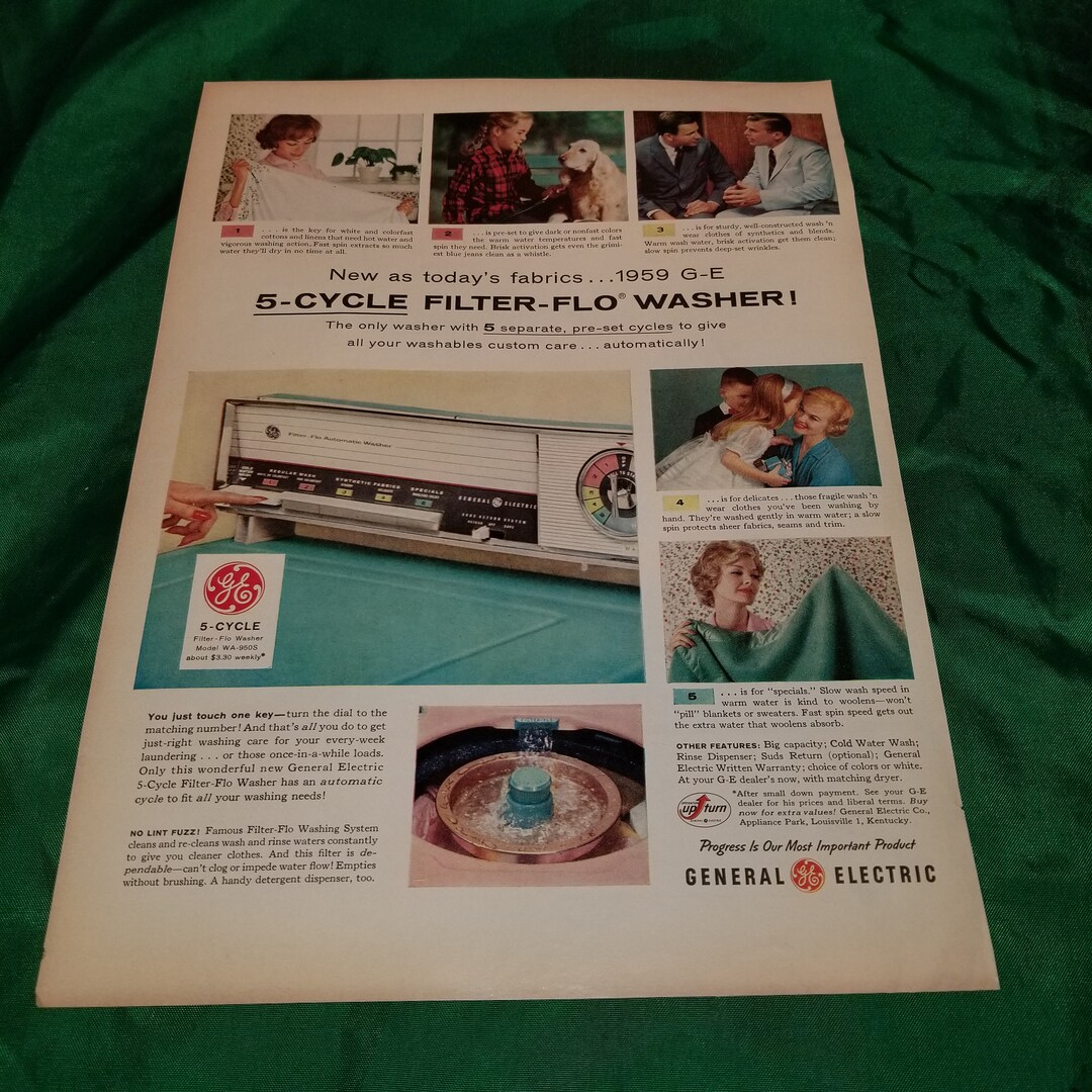 Vintage General Electric Washing Machine Ad From a 1958 Life Magazine ...
