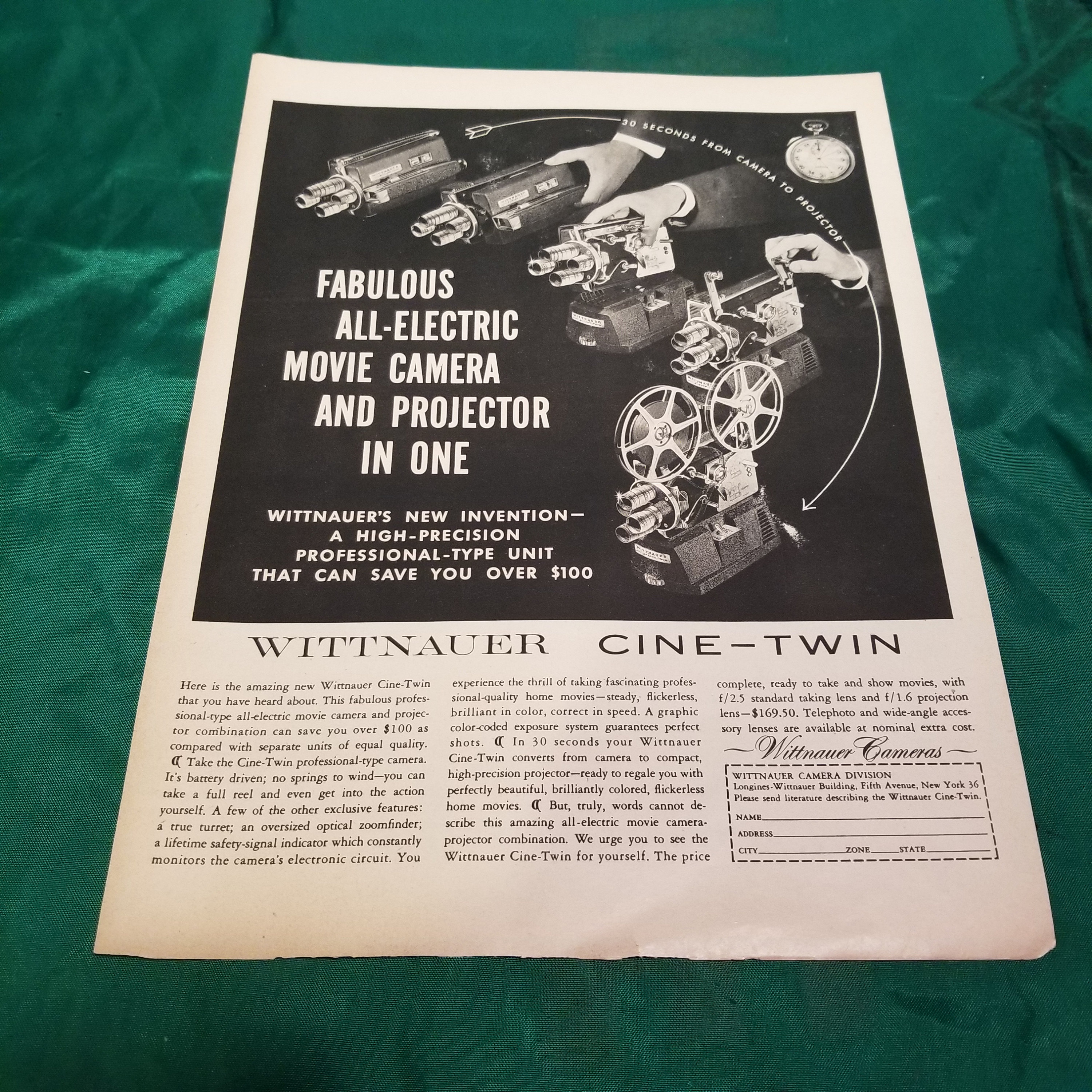 Wittnauer Cine-twin Ad Cameras From 1958 Life Magazine - Etsy
