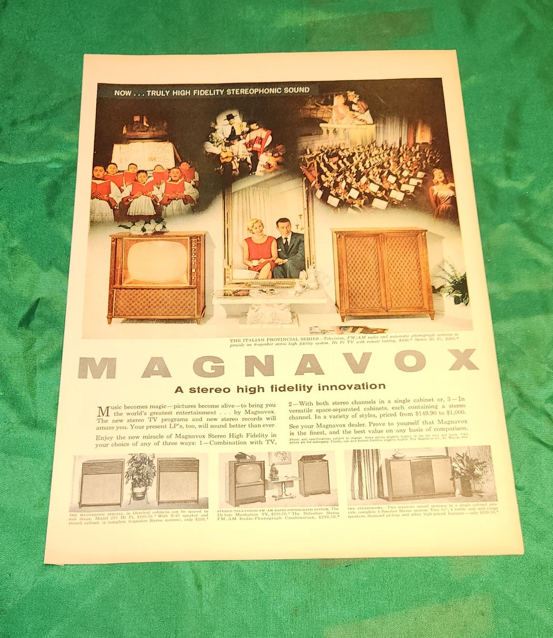 Vintage Magnavox Television Ad From a 1958 Life Magazine - Etsy