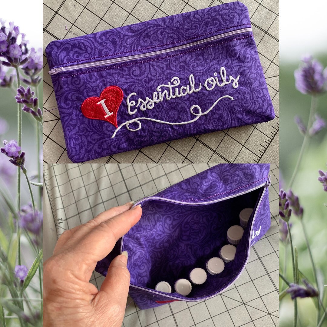 Digitized in the Hoop I heart Essential Oils Accessory Bag - Etsy