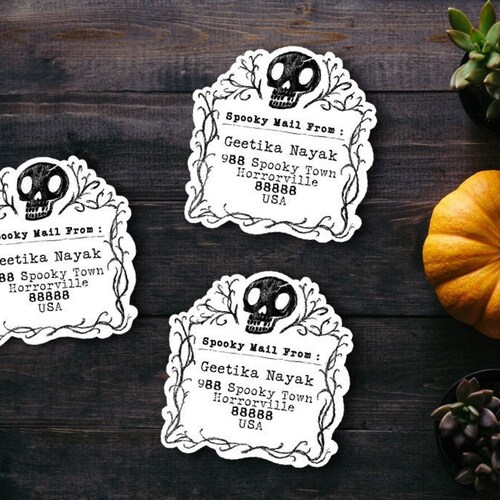 Spooky Skull Custom Address Labels or Stickers - Etsy