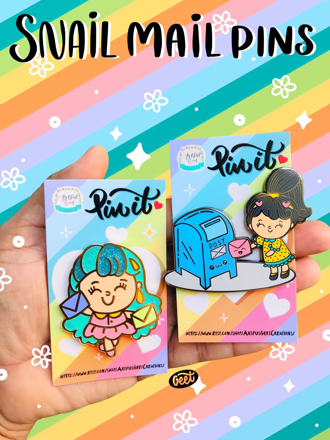 Snail Mail Hard Enamel Pins | 2 Designs | Lapel Pin - Etsy