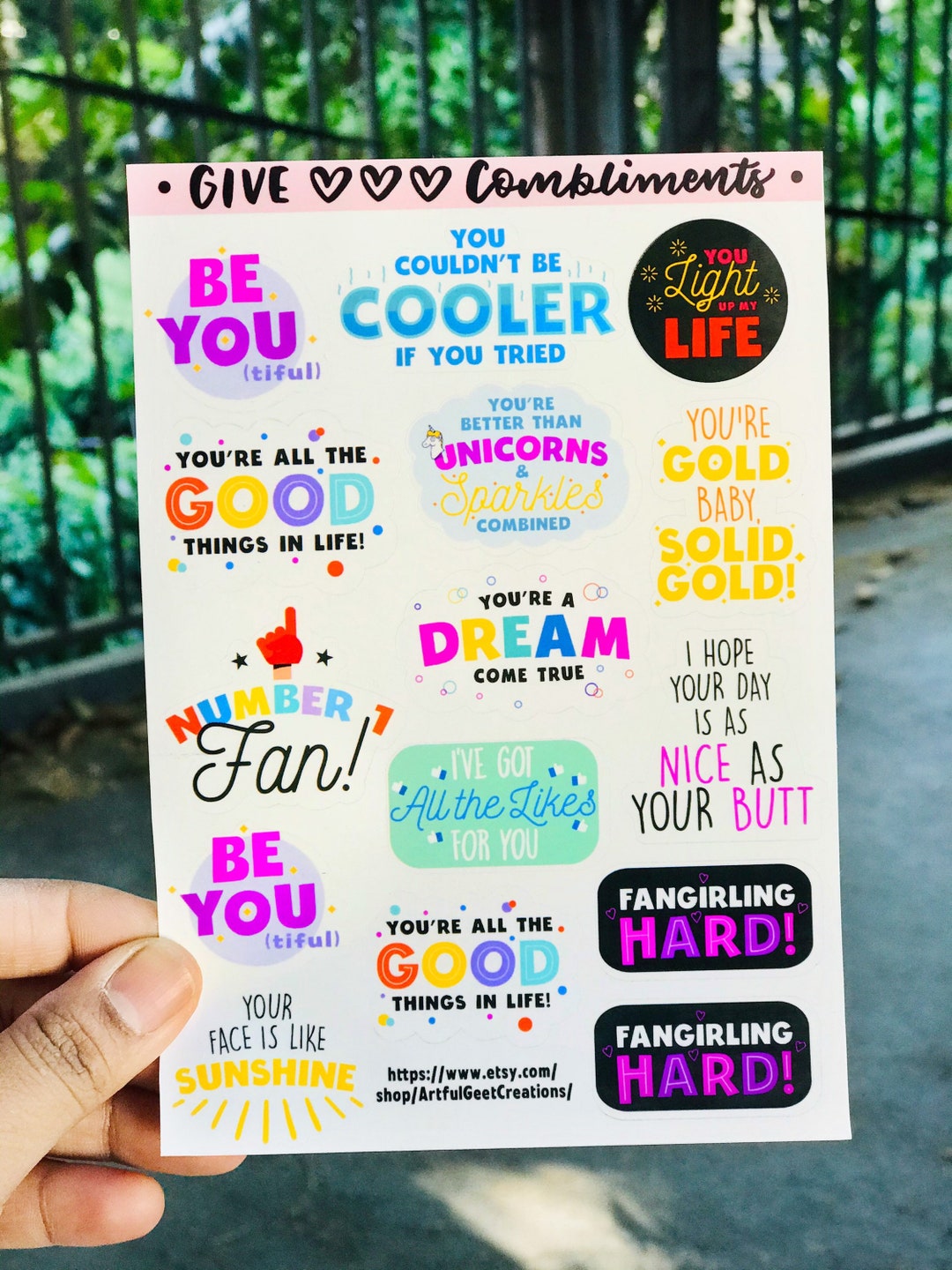 Compliments Sticker Sheet | Start Complimenting Others More Often| - Etsy