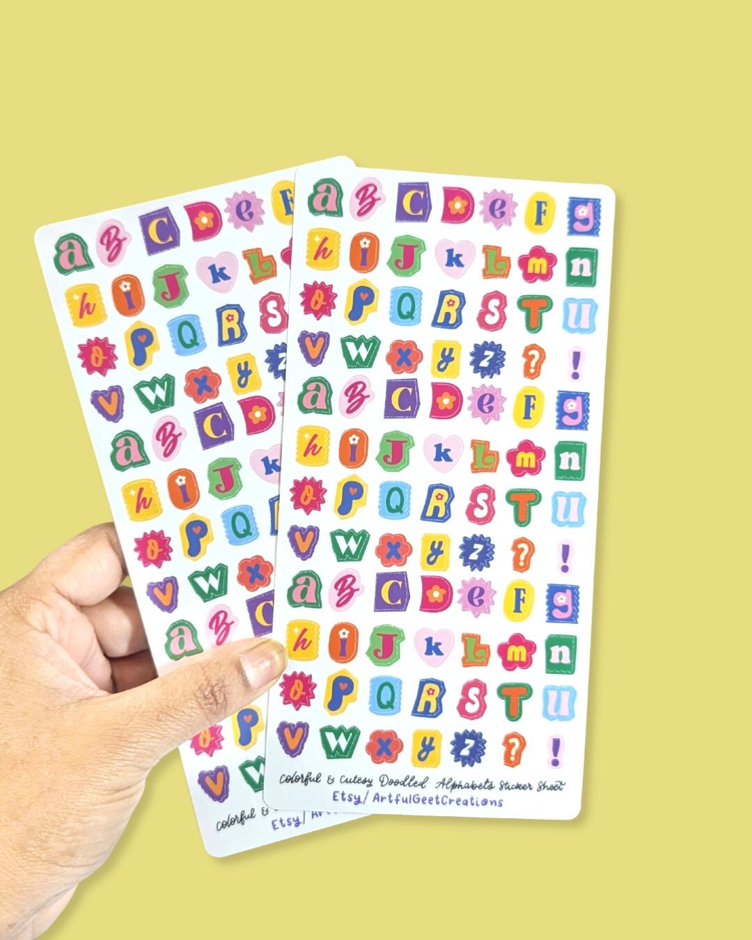 Colorful & Cutesy Doodled Alphabet Sticker Sheet (gloss) - Etsy