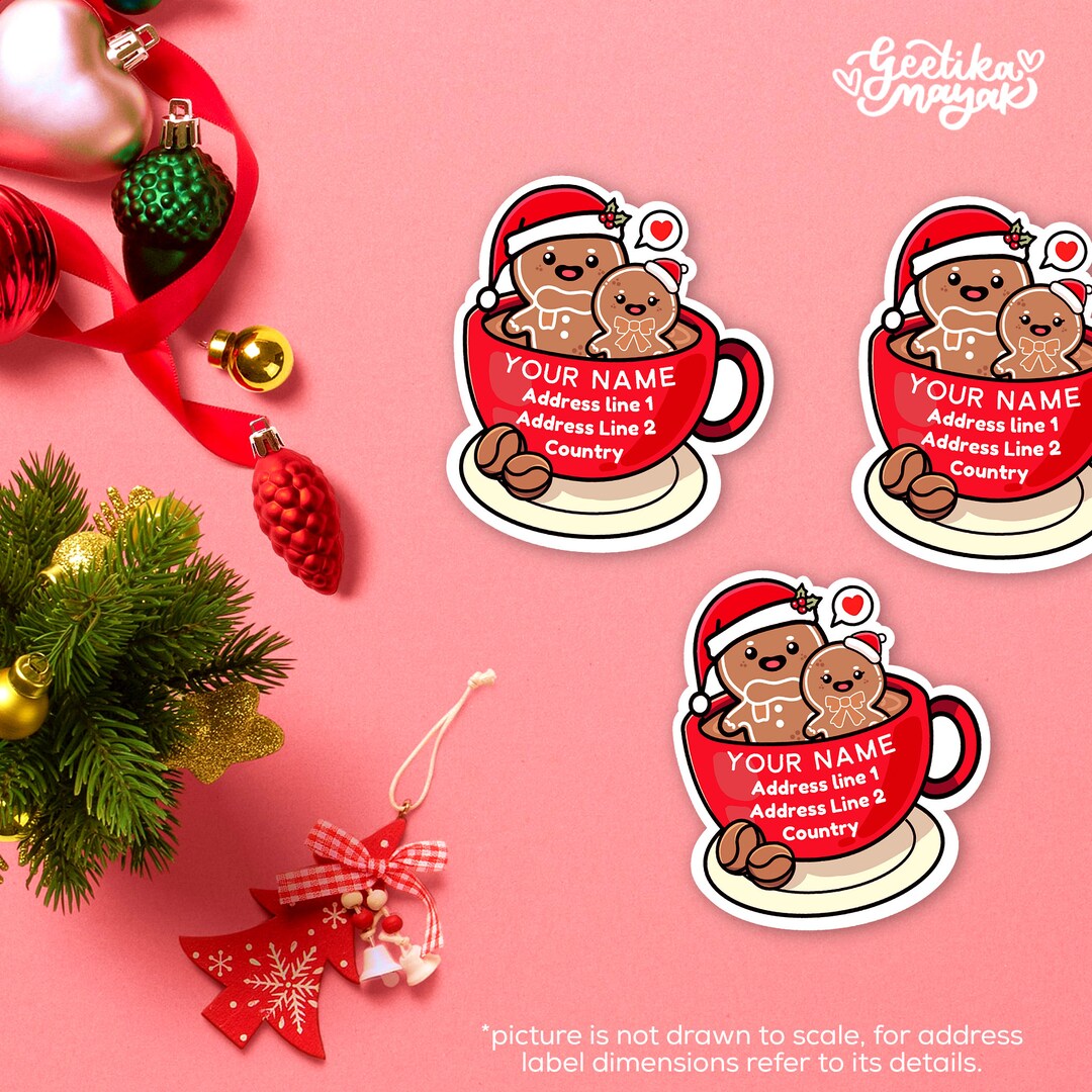 Kawaii Gingerbread Address Labels - Etsy