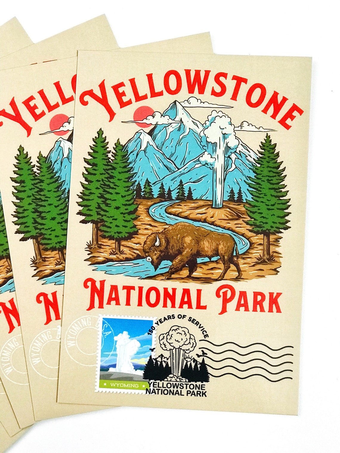 Yellowstone 150 YEARS Anniversary Postcard | Set of 5 National Park ...