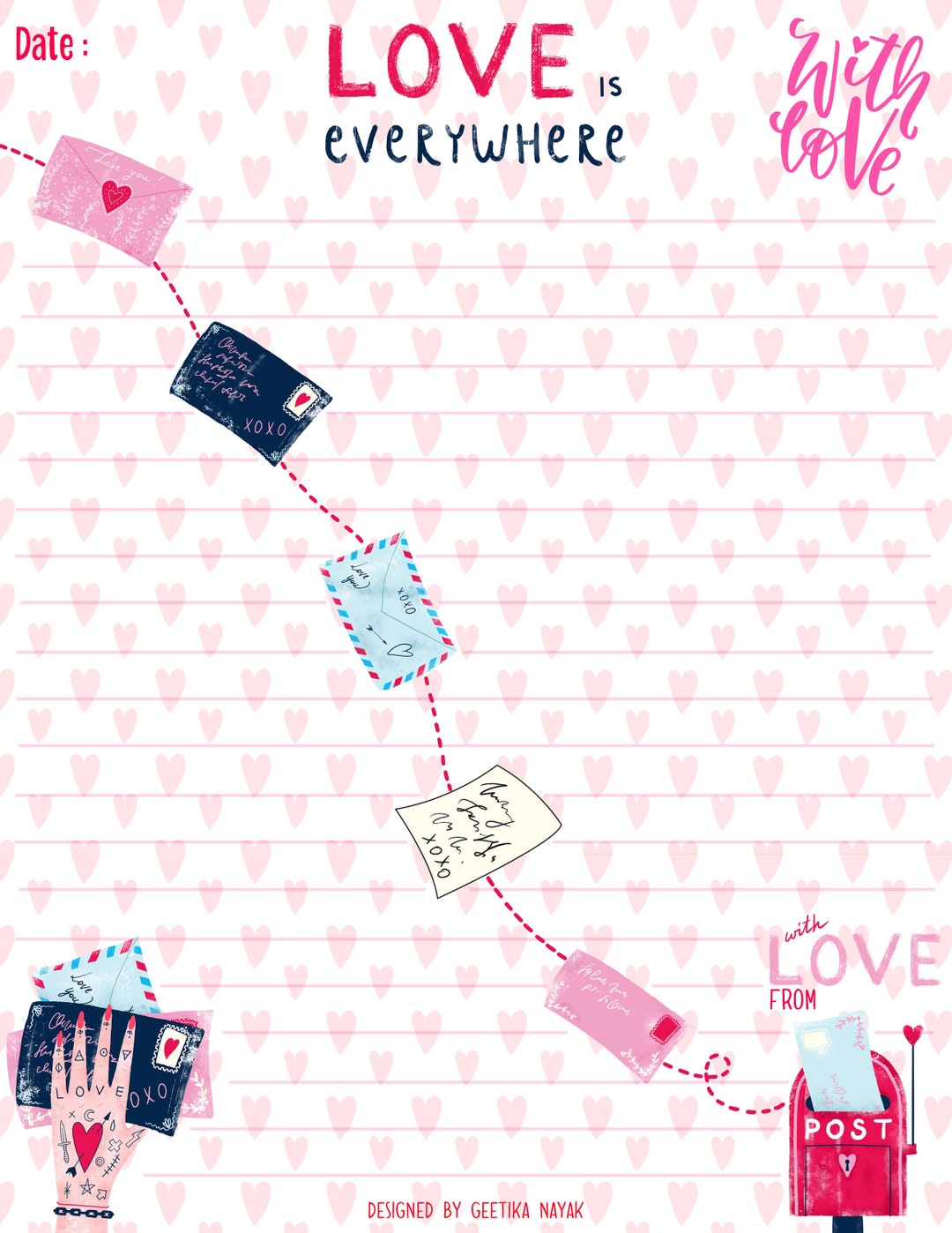 Snail Mail Love Printable Stationery - Etsy