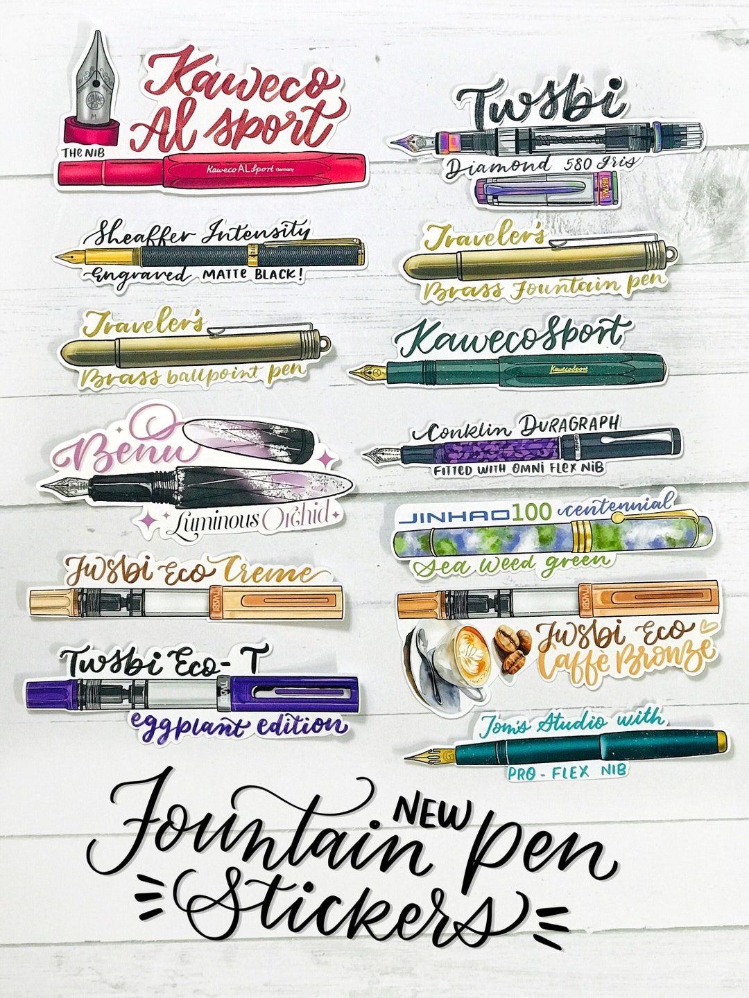 Fountain Pen Stickers (single Piece) - Etsy