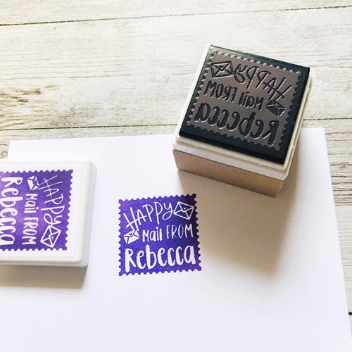 Kindly Deliver to Pennant Stamp Snail Mail Rubber Stamp for | Etsy