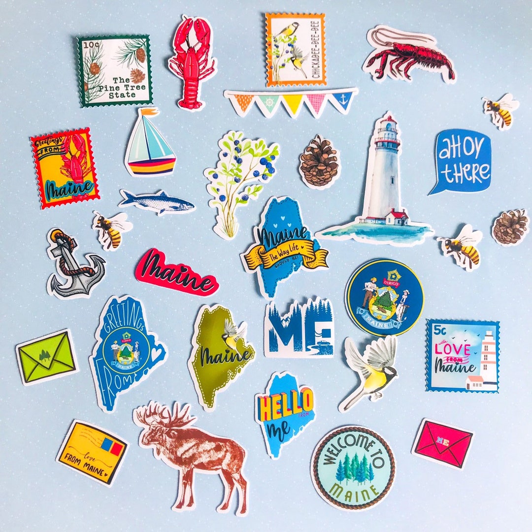 Maine Love State Stickers - Etsy