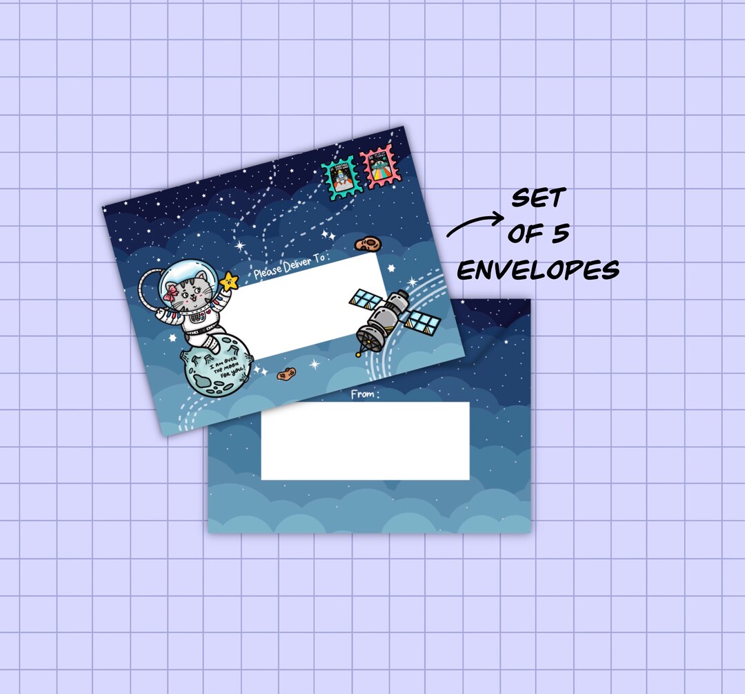 Luna the Astronaut Envelope Set | Set of 5 - A2 Snail Mail Envelopes - Etsy
