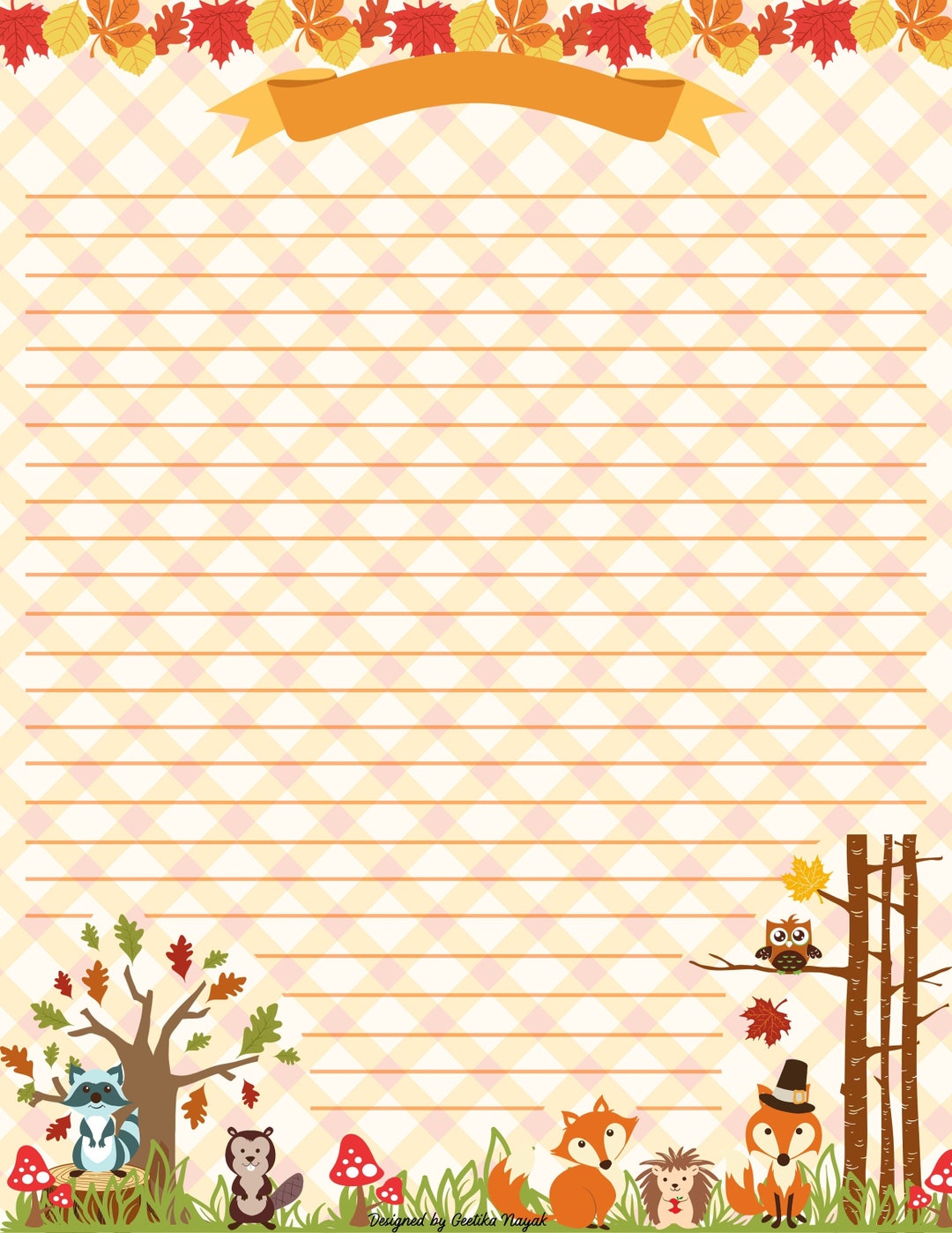 Fall Critters Printable Stationery - Etsy