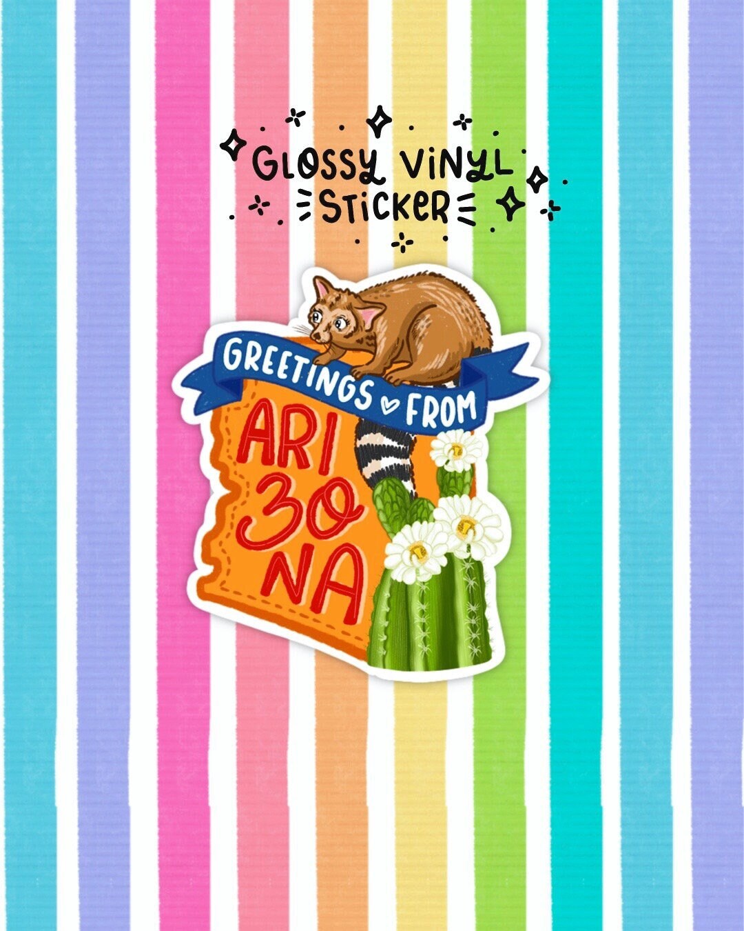 Arizona State Animal Flower GLOSSY Sticker Single - Etsy