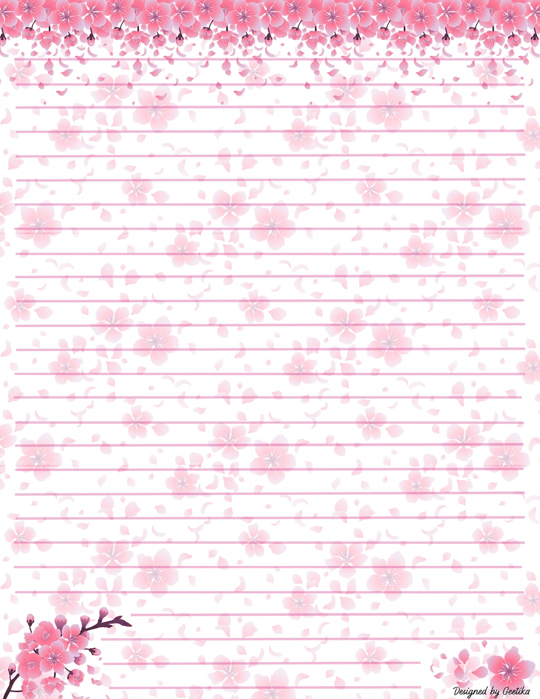 Cherry Blossoms Printable Stationery - Etsy