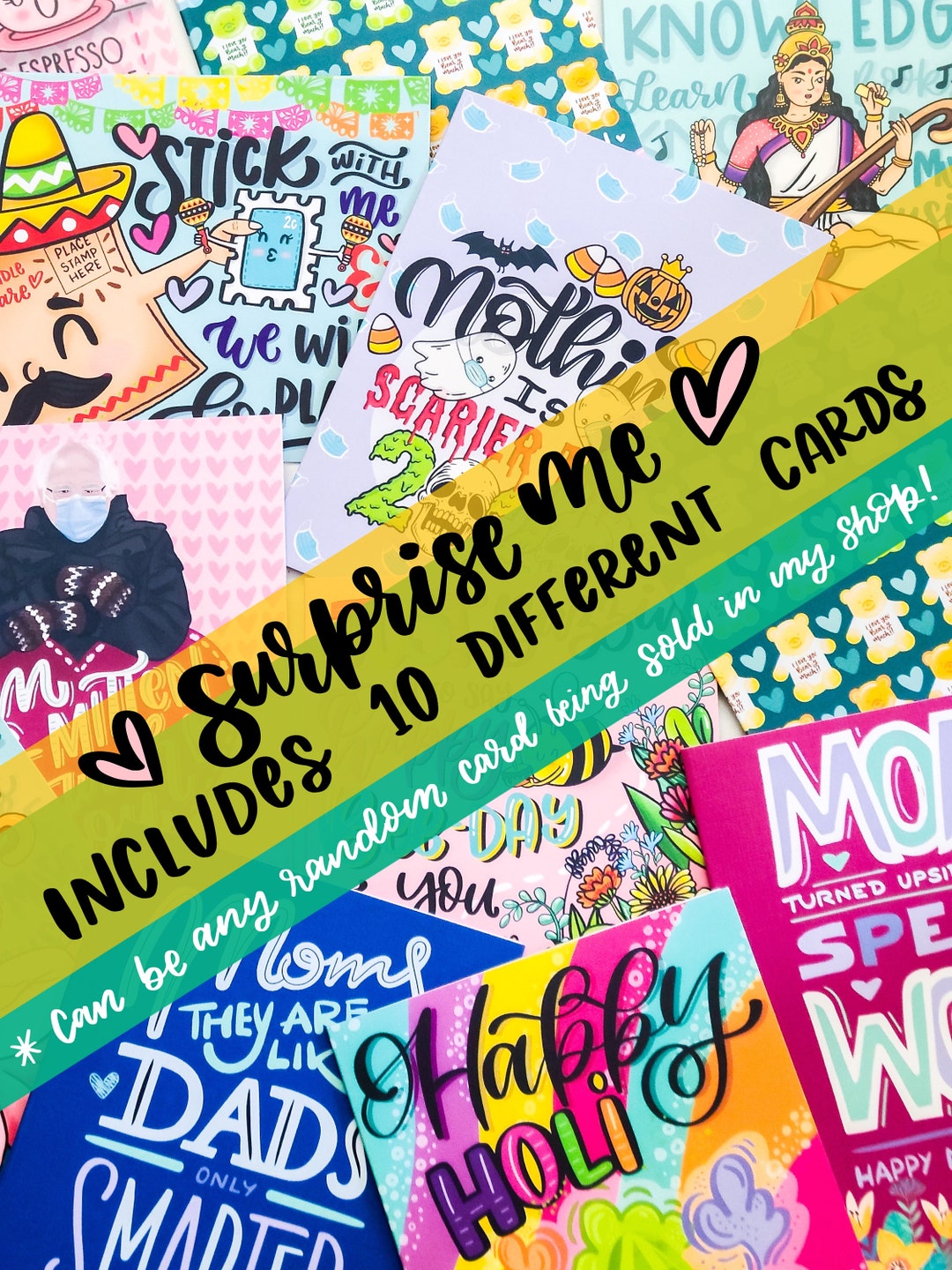 Surprise Me Cards Deal | Receive 10 Different Cards Randomly - Etsy
