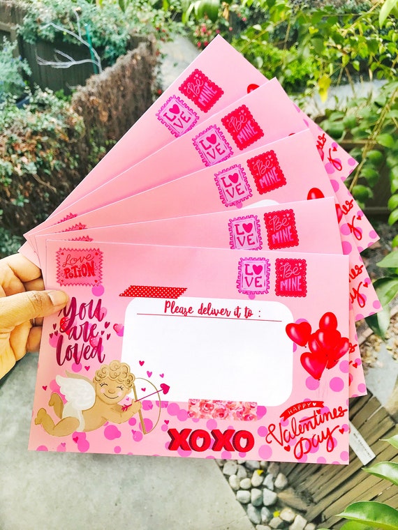Happy Valentines Envelope Set Set of 5 Jumbo Snail Mail | Etsy
