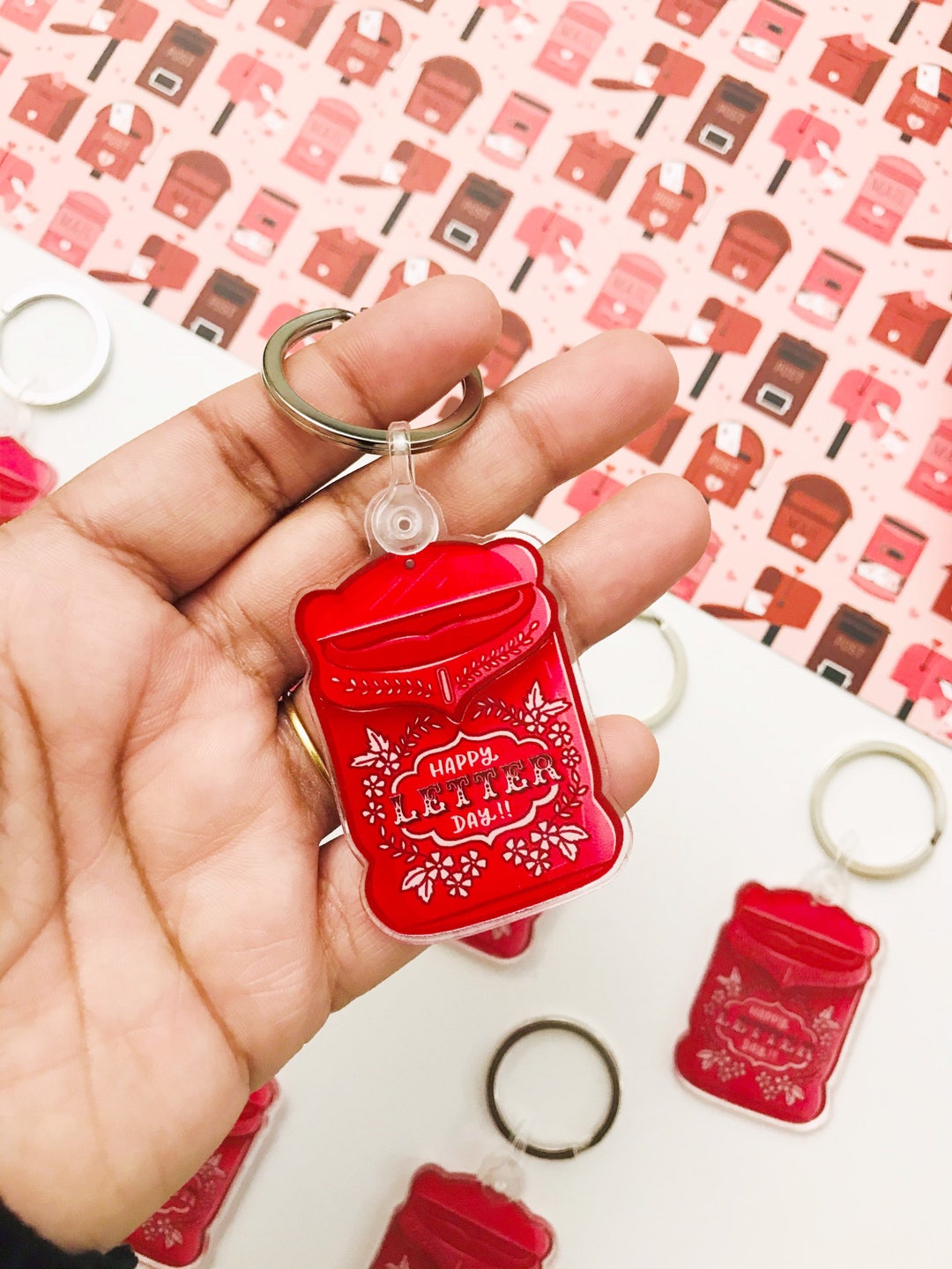 Red Mailbox Clear Acrylic Key Chain Single Sided Acrylic Key - Etsy