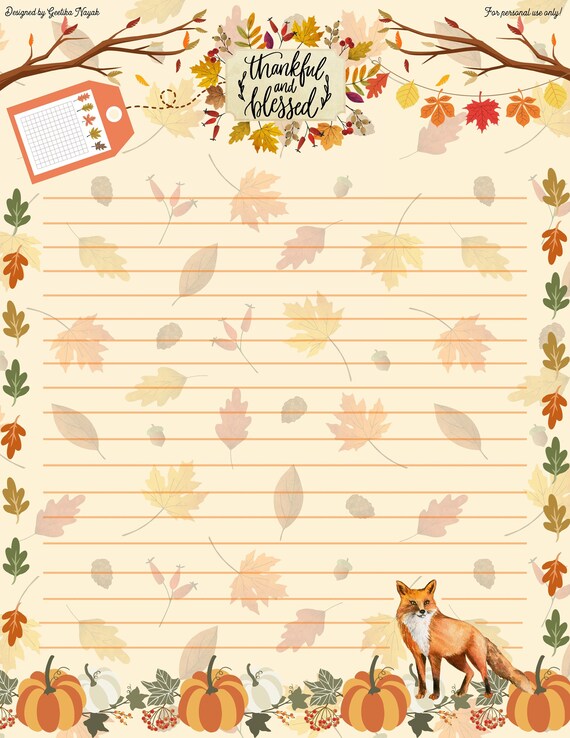 Thankful & Blessed Printable Stationery | Etsy