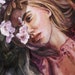 Woman in Spring Flowers Original Watercolor Painting, Woman Portrait ...