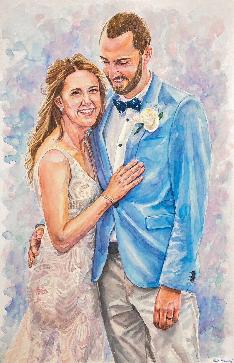 Custom Wedding Portrait Custom Couple Watercolor Portrait | Etsy