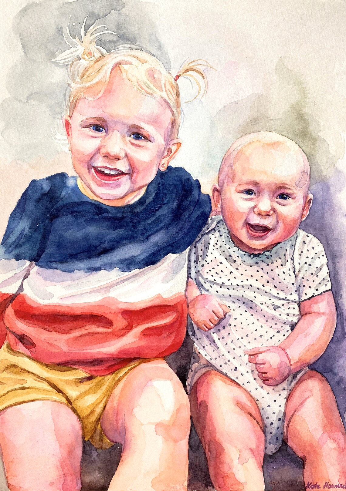 Custom Baby Portrait Watercolor Custom Kid Illustration - Etsy