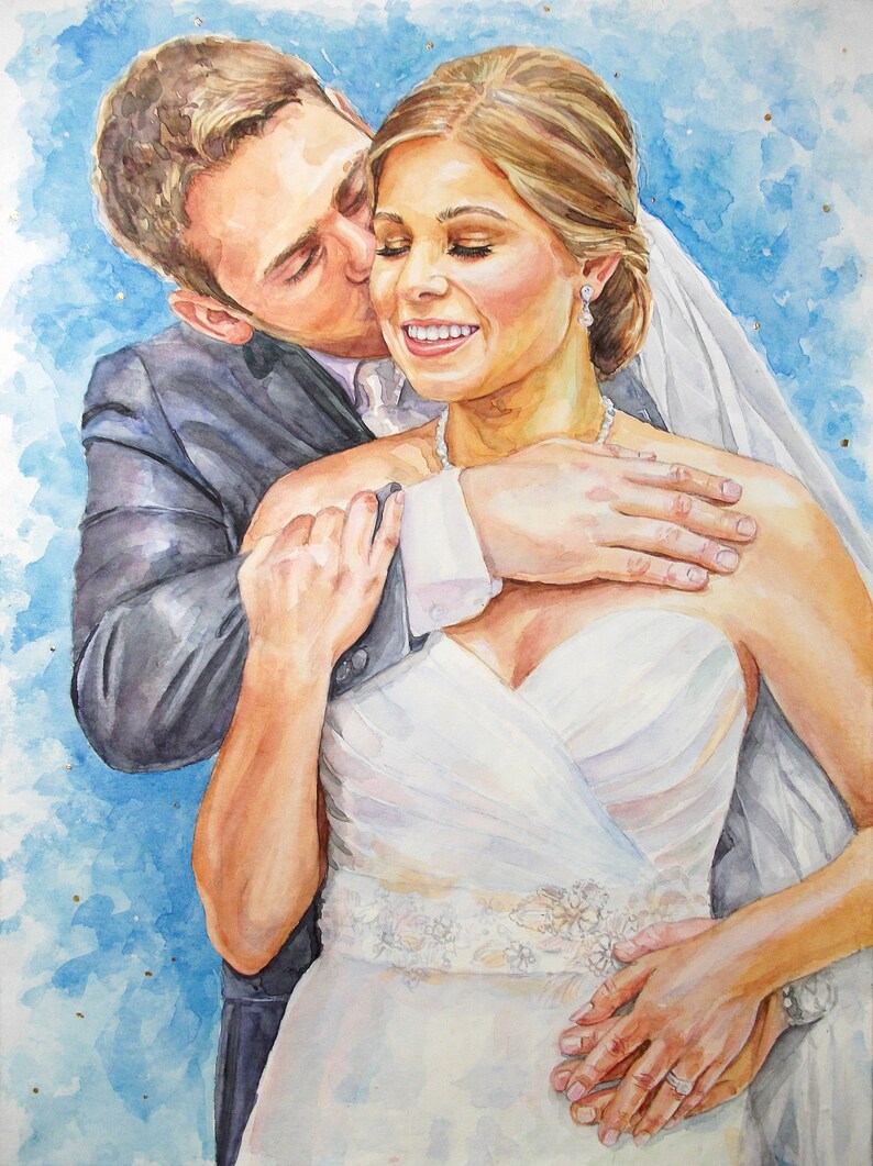 Custom Wedding Portrait Custom Couple Watercolor Portrait | Etsy