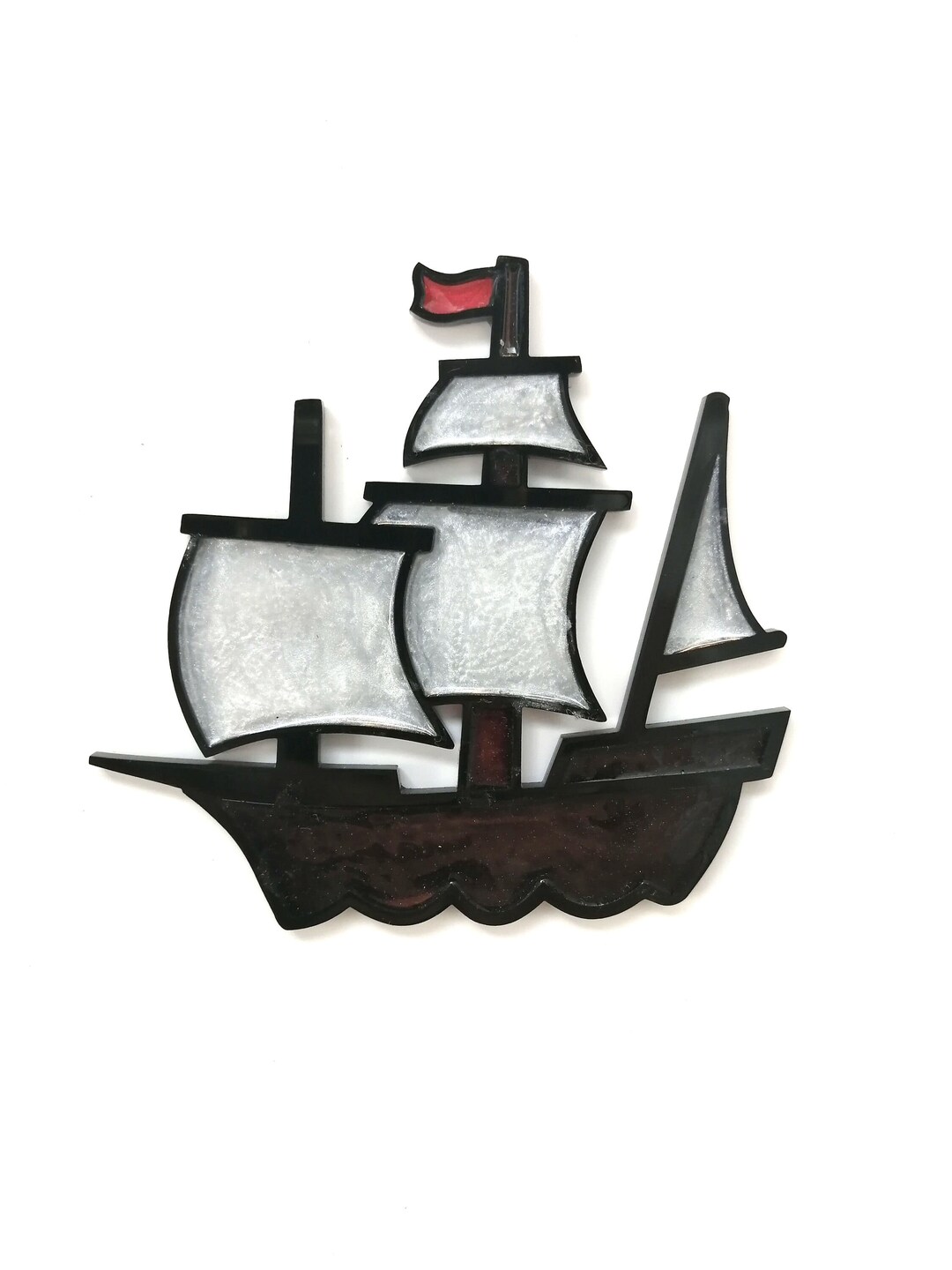 Pirate Ship Magnet, Handmade, Laser Printed Design, Resin Magnet, Fun ...