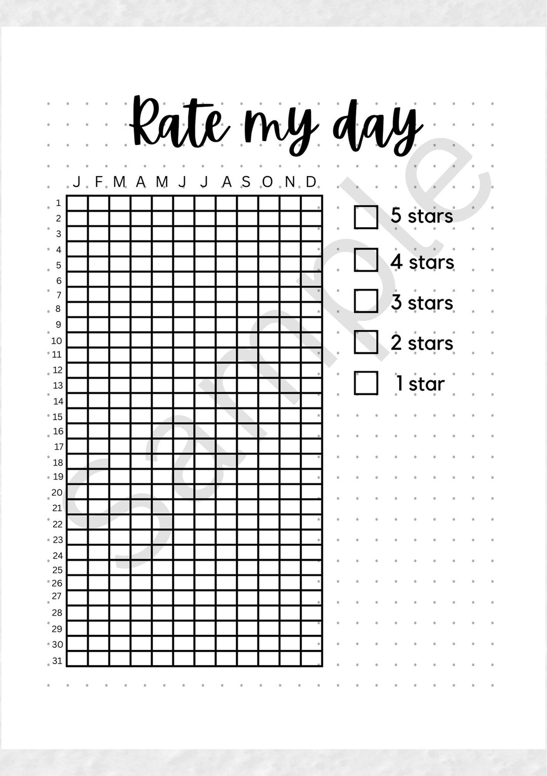 Rate My Day Tracker Bullet Journal Download - Etsy