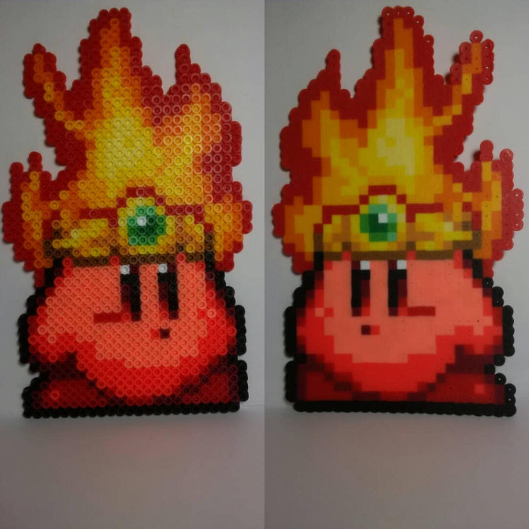 Fire Kirby Perler Bead Art - Etsy