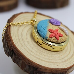 Summer Ocean Polymer Clay Locket, Starfish, Beach Pendant, Clay ...