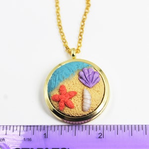 Summer Ocean Polymer Clay Locket, Starfish, Beach Pendant, Clay ...