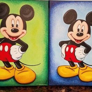 Mickey Mouse Acrylic Painting Hand-painted Canvas Art Decor | Etsy