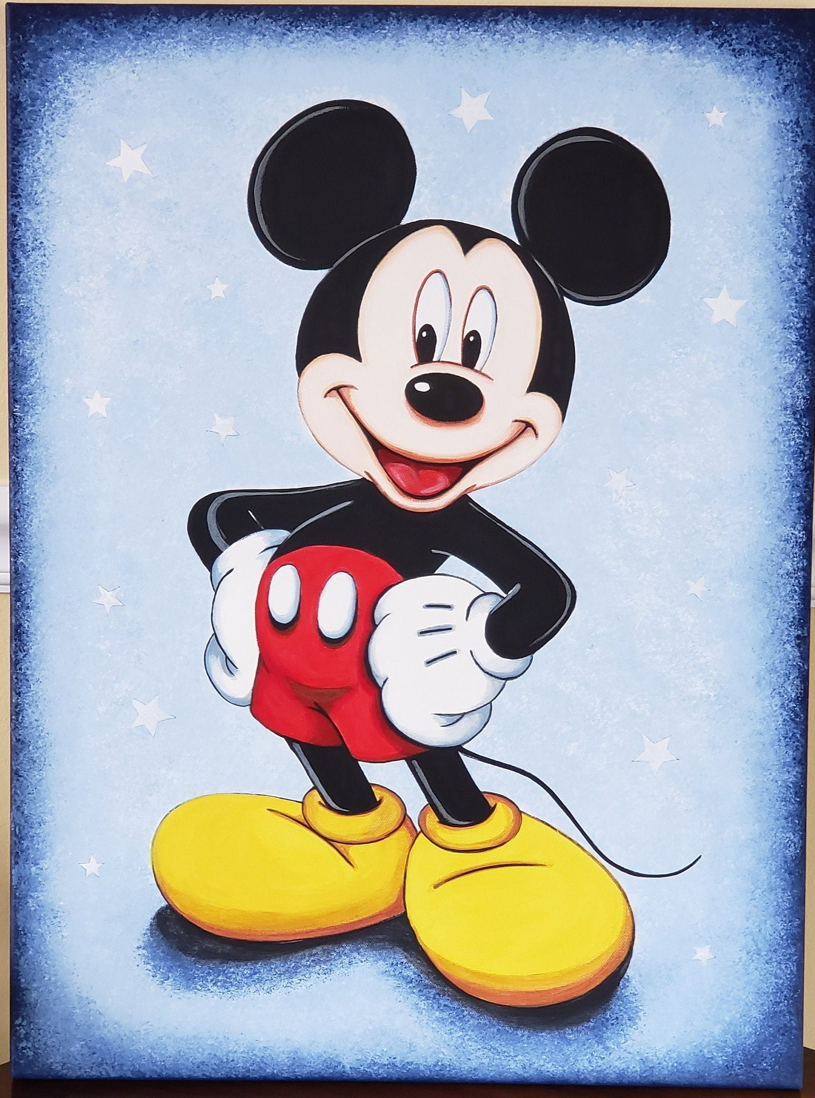 Mickey Mouse Acrylic Painting, Hand-painted Canvas Art Decor Kids ...