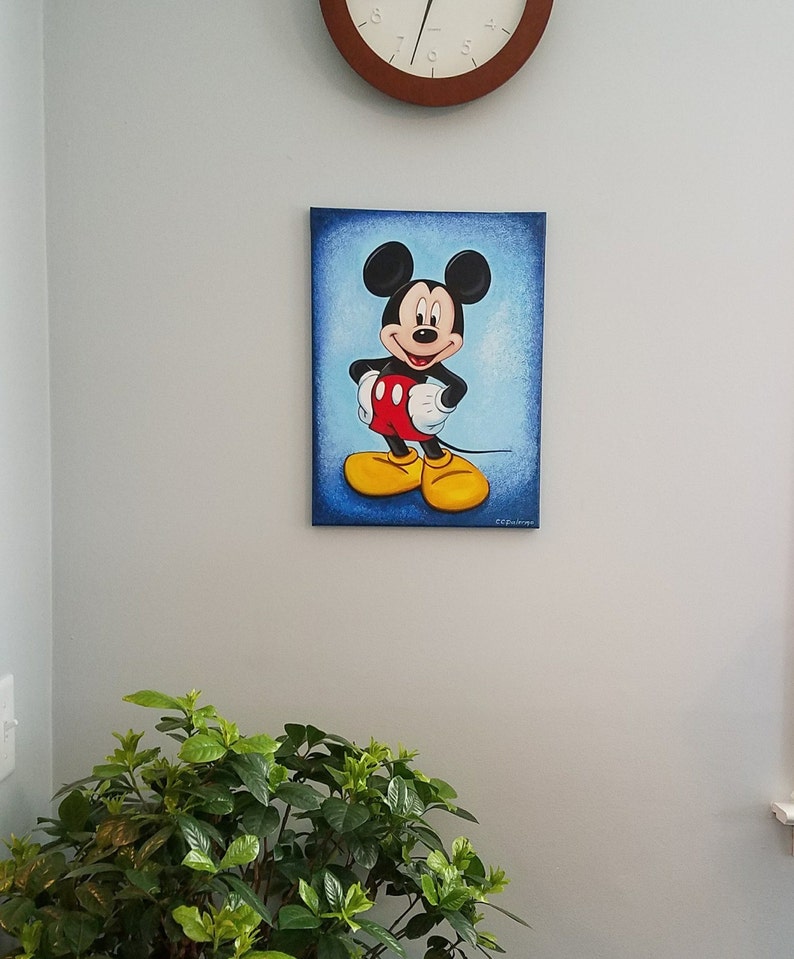 Mickey Mouse Acrylic Painting Hand-painted Canvas Art Decor - Etsy Canada