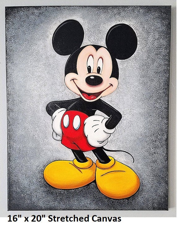 Mickey Mouse Acrylic Painting Hand-painted Canvas Art Decor | Etsy