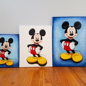Mickey Mouse Acrylic Painting Hand-painted Canvas Art Decor | Etsy