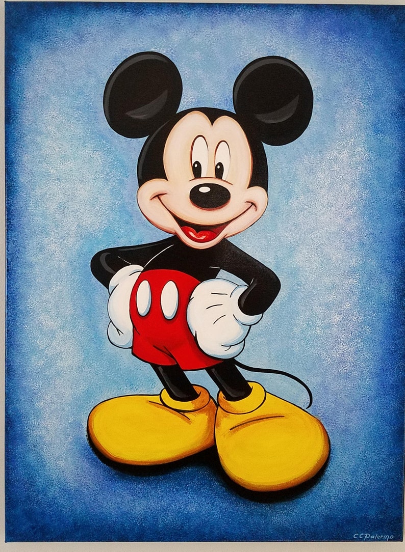 Mickey Mouse Acrylic Painting Hand-painted Canvas Art Decor | Etsy Canada