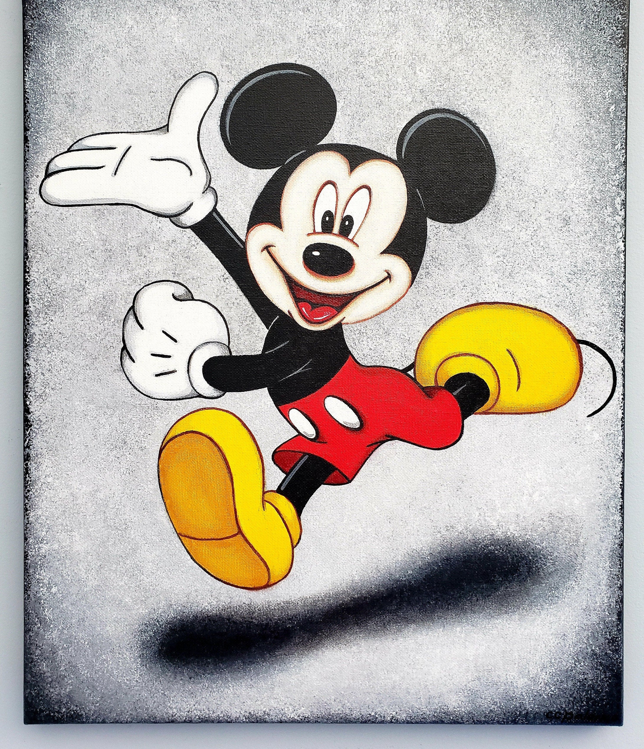 Mickey Mouse Acrylic Painting Hand-painted Canvas Art Decor | Etsy