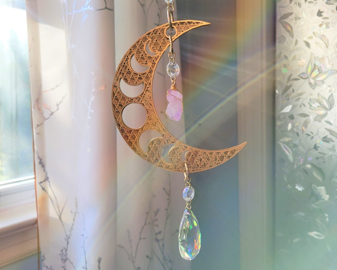 3D Printed Crescent Moon Crystal Wall Decor - Etsy
