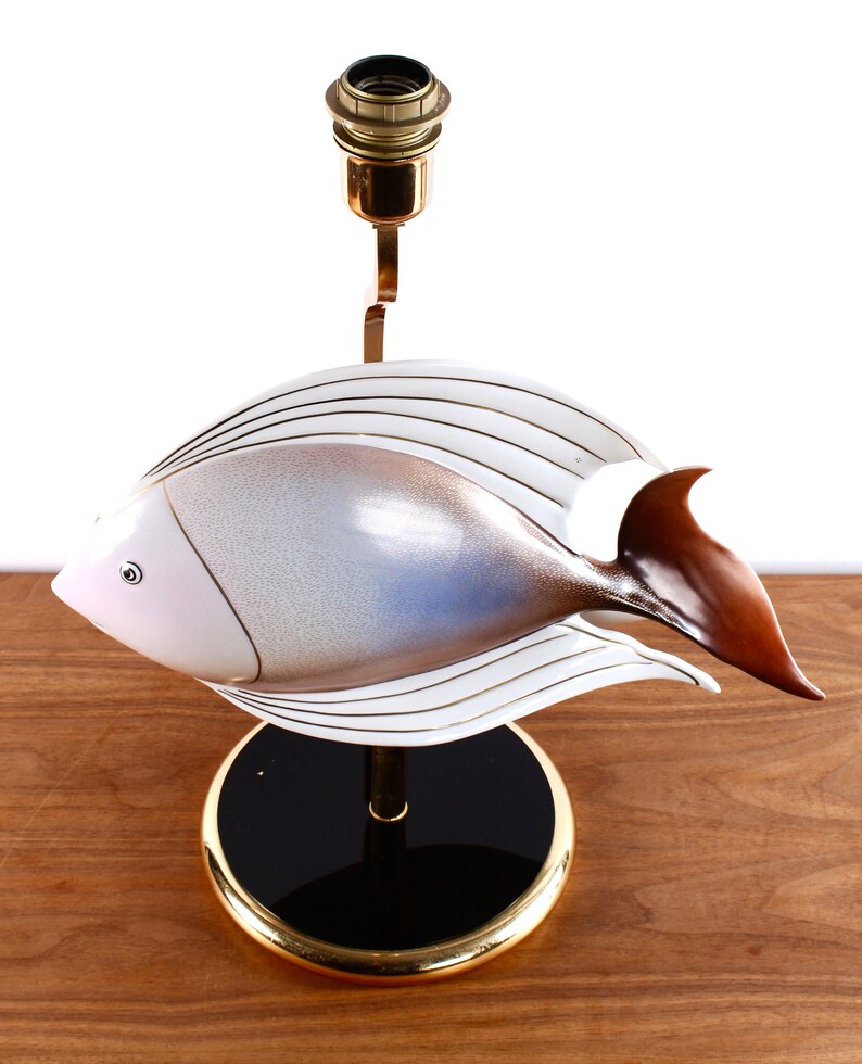 Vintage Hollywood Regency 1970 Italian Porcelain Fish Lamp - Etsy