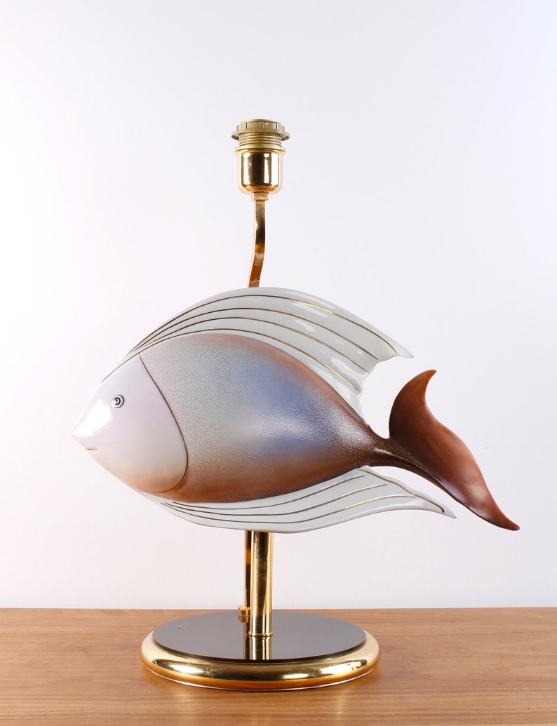 Vintage Hollywood Regency 1970 Italian Porcelain Fish Lamp - Etsy