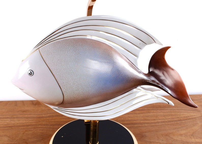 Vintage Hollywood Regency 1970 Italian Porcelain Fish Lamp - Etsy