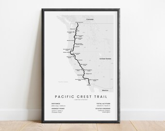 Pacific Crest Trail Map Art - Etsy