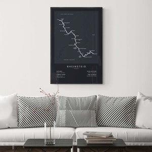 Rheinsteig Trail Print | Rheinsteig Trek Map | Germany Thru Hike Poster ...