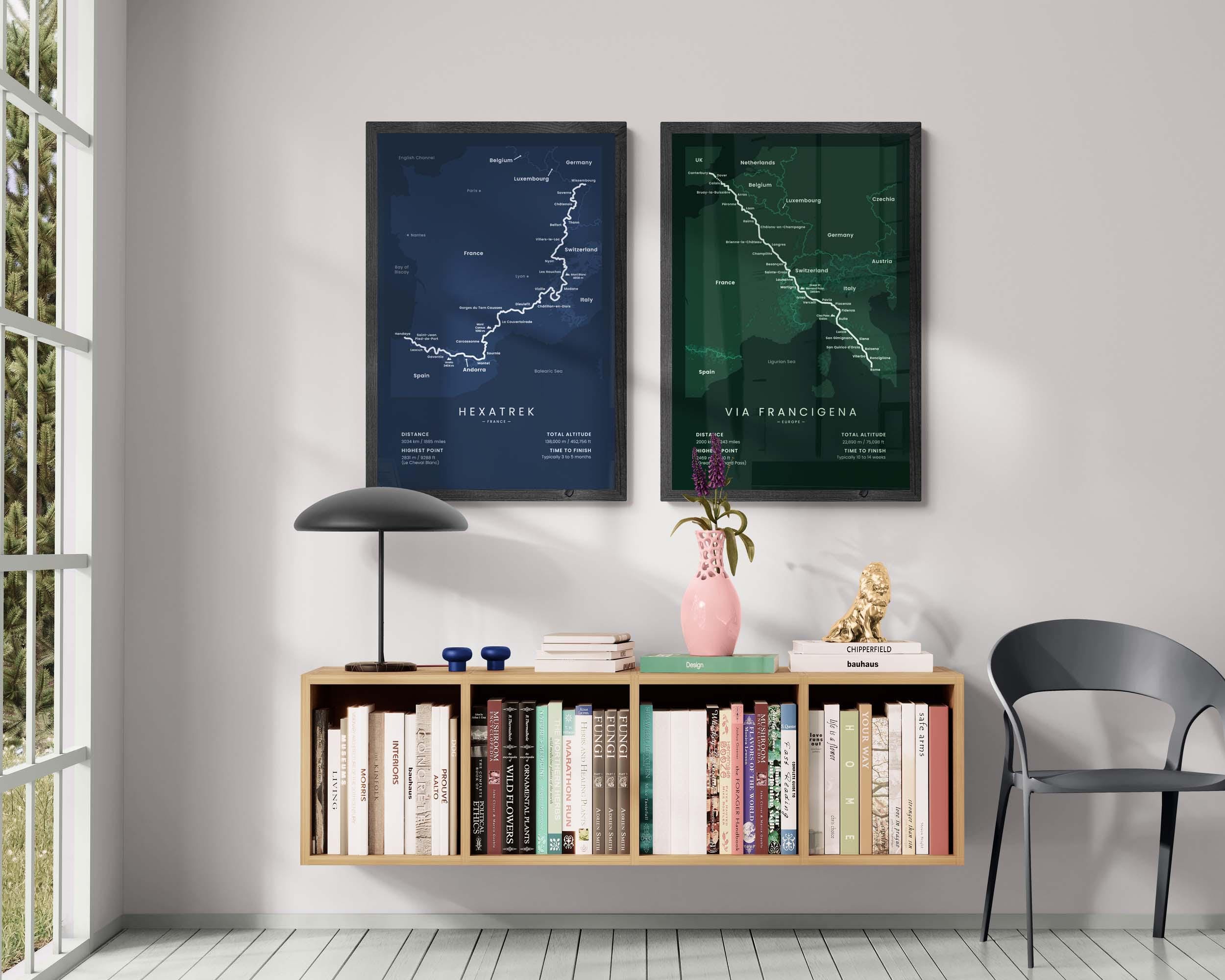 Hexatrek Map Print | the Great French Trail Poster | France Thru Hike ...