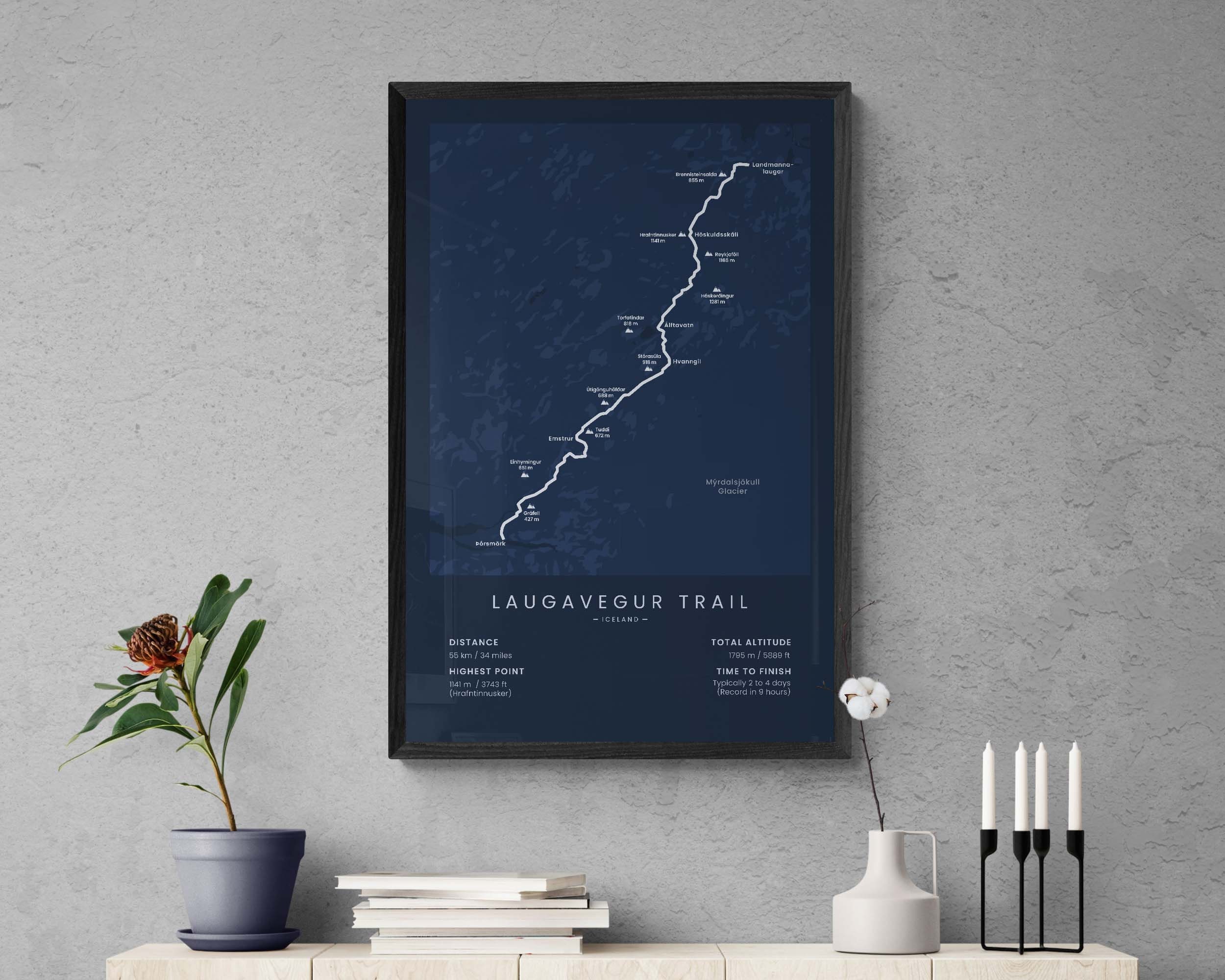 Laugavegur Trail Print | Landmannalaugar to þórsmörk (thorsmork) Hiking ...