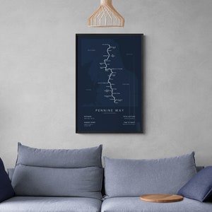 Pennine Way Print | Pennine Way Walking Trail Map Poster | England Long ...