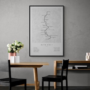 Alta via 1 Print | Italian Dolomites Hiking Map | Alps Trekking Path ...