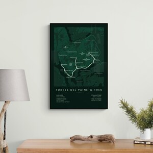 Torres Del Paine W Trek Print Patagonia W Trek Map Chile - Etsy
